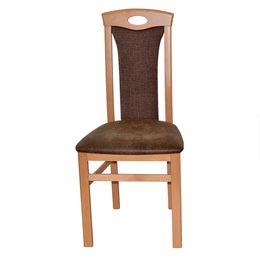 Pharao24.de Esstisch St&uuml;hle Buche Bezug in Braun 95 cm hoch (2er Set)