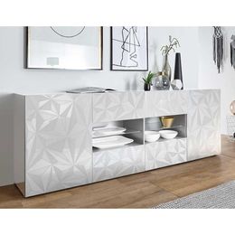 Pharao24.de Wohnzimmer Schrank in Wei&szlig; Hochglanz offenen F&auml;chern