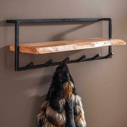 Pharao24.de H&auml;ngegarderobe aus Akazie Massivholz und Stahl 100 cm breit