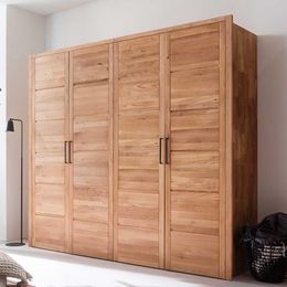 Pharao24.de Massiver Holzkleiderschrank aus Wildeiche vier T&uuml;ren