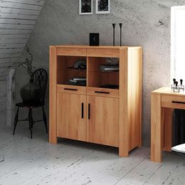 Pharao24.de Highboard aus Kernbuche Massivholz mit Glast&uuml;ren