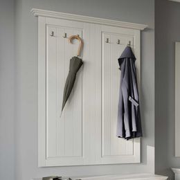 Pharao24.de Garderobe Paneel Massivholz weiss in Wei&szlig; 108 cm breit - 134 cm hoch