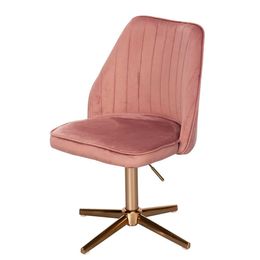 Pharao24.de Schreibtischstuhl h&ouml;henverstellbar aus Samt und Metall Rosa und Goldfarben