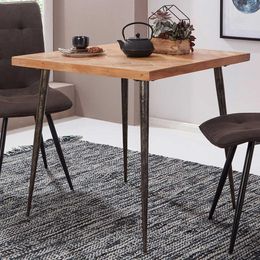 Pharao24.de K&uuml;chentisch aus Akazie Massivholz und Eisen 80 cm breit