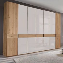Pharao24.de Kleiderschrank Schlafzimmerkleiderschrank in Wei&szlig; und Eiche Bianco