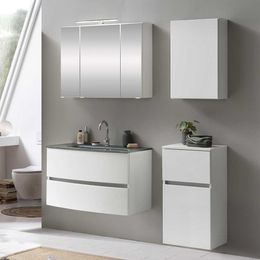 Pharao24.de Waschplatz Set in Wei&szlig; 120 cm breit (vierteilig)