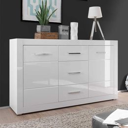 Pharao24.de Wohnzimmer Sideboard in Hochglanz Wei&szlig; modern