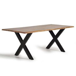 Pharao24.de Esstisch Tisch Massivholz aus Metall mit X Gestell