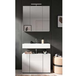 Pharao24.de Badezimmerm&ouml;belset weiss Hochglanz Front 82 cm breit (zweiteilig)