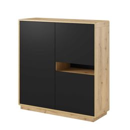 Pharao24.de Highbord in Wildeichefarben und Schwarz Sockelgestell