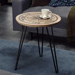 Pharao24.de Beistelltisch Holztisch in runder Form im Vintage Look