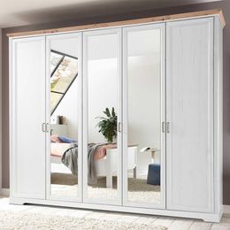 Pharao24.de Schlafzimmerkleiderschrank im Landhausstil Holzoptik Pinie wei&szlig;