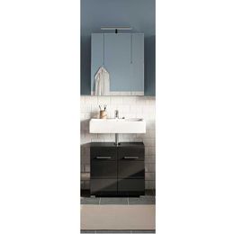Pharao24.de G&auml;ste WC M&ouml;bel Set in Schwarz Hochglanz 60 cm breit (zweiteilig)