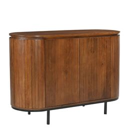Pharao24.de Sideboard Holzkommode mit Vierfu&szlig;gestell aus Metall in Mangoholz Naturfarben