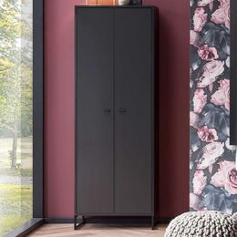 Pharao24.de Schwarzer Schuhschrank im Skandi Design Stangen Schuhablage