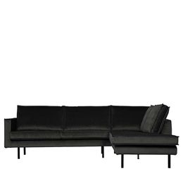 Pharao24.de L Sofa in Anthrazit Samt 45 cm Sitzh&ouml;he