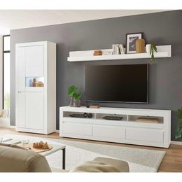 Pharao24.de Wohnwand TV Wohnwand in Wei&szlig; und modernem Design (dreiteilig)