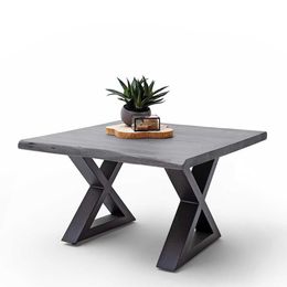 Pharao24.de Holztisch massiv Baumkantentisch mit X Gestell im Industry und Loft Stil