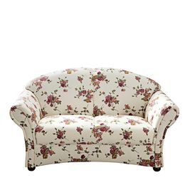 Pharao24.de Blumenmuster Couch Landhaus in Beige und Bunt zwei Sitzpl&auml;tzen