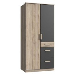 Pharao24.de Jugendkleiderschrank modern in Dunkelgrau Eiche San Remo