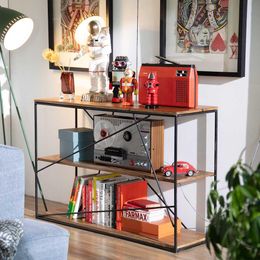 Pharao24.de Wohnzimmer Regal aus Mangobaum Massivholz Stahl