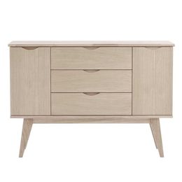 Pharao24.de Wohnzimmer Sideboard in Eiche White Wash 85 cm hoch