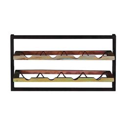 Pharao24.de Weinflaschenhalter aus Recyclingholz und Metall Wandmontage