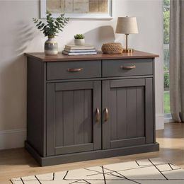 Pharao24.de Country Kommode in Grau und Braun Metallgriffen