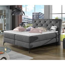 Pharao24.de Doppelbett Polsterbett in Grau mit Bezug