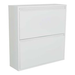 Pharao24.de Garderobenschuhschrank aus Stahl Wei&szlig; pulverbeschichtet
