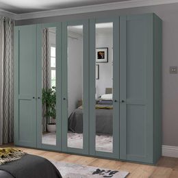 Pharao24.de Kleiderschrank mit 5 T&uuml;ren und Spiegeln modernen Landhausstil