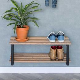 Pharao24.de Schuhregal aus Eiche Massivholz Stahl in Schwarz