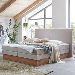 Pharao24.de Boxbett 56 cm Einstiegsh&ouml;he Cremefarben & Walnuss