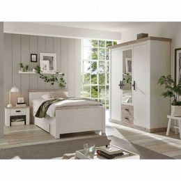 Pharao24.de Schlafzimmerset in Wei&szlig; und Pinienfarben Landhaus Design (dreiteilig)
