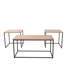 Pharao24.de Couchtischset in Eichefarben und Schwarz B&uuml;gelgestell (dreiteilig)