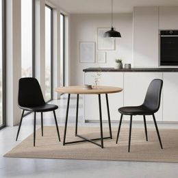 Pharao24.de Esstisch St&uuml;hle in Schwarz Kunstleder modern (2er Set)