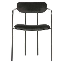 Pharao24.de Armst&uuml;hle in Schwarz Samt Metallgestell (2er Set)