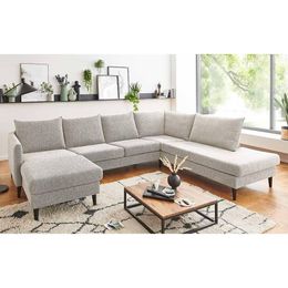 Pharao24.de Couchlandschaft in Cremefarben Webstoff Skandi Design