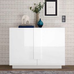 Pharao24.de Esszimmersideboard Weiss iin Hochglanz zwei Dreht&uuml;ren