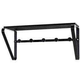 Pharao24.de Schwarze Wandgarderobe aus Metall 5 Kleiderhaken und Hutablage