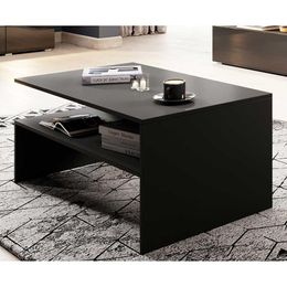 Pharao24.de Schwarzer Couchtisch 100 cm breit zus&auml;tzlicher Ablage
