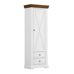 Pharao24.de Schrank Holz Holzschrank Massiv im Landhausstil mit zwei Schubladen