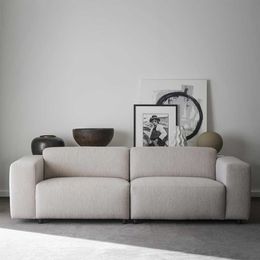 Pharao24.de Dreisitzer Couch modern in Cremefarben - Boucle Stoff 236 cm breit