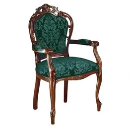 Pharao24.de Polster Armlehnstuhl in Gr&uuml;n & Nussbaumfarben Barockstil