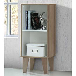 Pharao24.de Kleines B&uuml;cher Regal in Birkefarben und Wei&szlig; 79 cm hoch