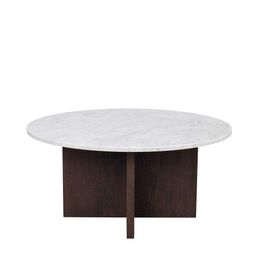 Pharao24.de Designercouchtisch mit wei&szlig;er Marmorplatte 90 cm Durchmesser
