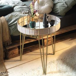 Pharao24.de Design Sofatisch in Hellgrau und Bronzefarben rund