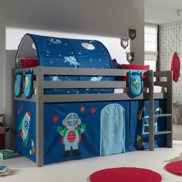 Pharao24.de Abenteuerbett in Grau und Blau Astronaut Motiv