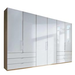 Pharao24.de Schlafzimmerkleiderschrank in Wei&szlig; und Eiche Bianco Faltt&uuml;ren