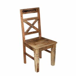 Pharao24.de Esstischstuhl aus Mangobaum Massivholz Loft Design (2er Set)